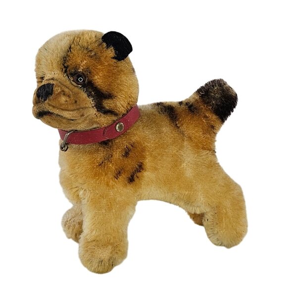 steiff | Toys | Vintage Steiff Mohair Plush Bully Dog With Red Collar ...
